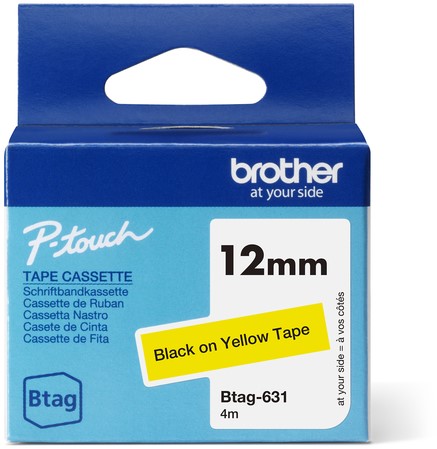Labeltape Brother P-touch Btag-631 standaard 12mm zwart op geel One ...