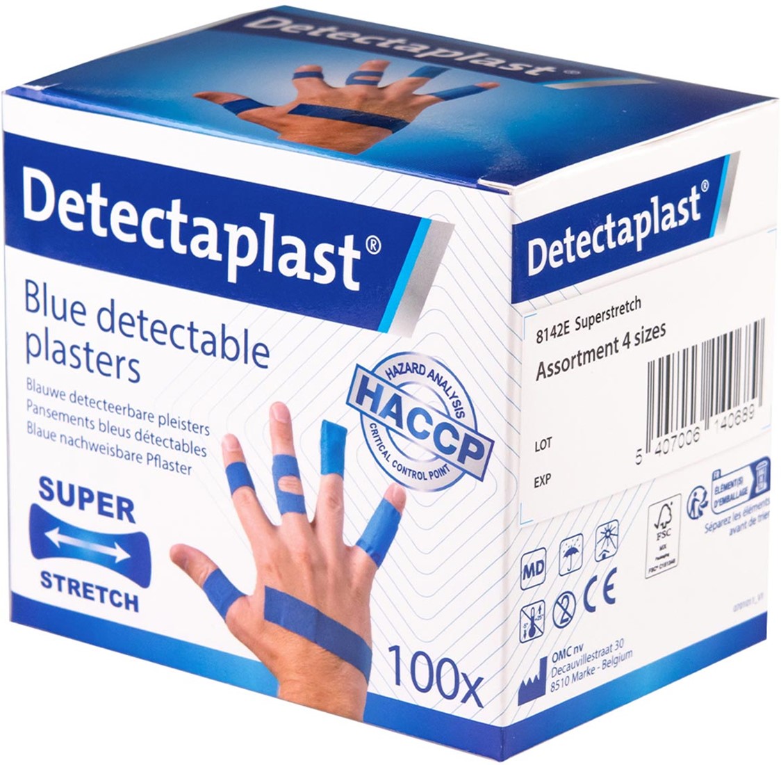 Detectaplast Elastic textielpleister, assorti afmetingen, pak van 100 ...