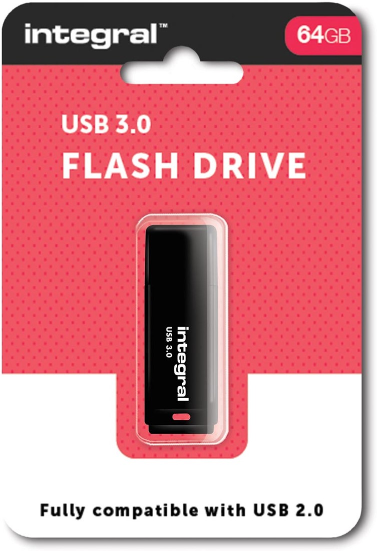 Integral Black USB stick 3.0, 64 GB, zwart One-Stop-Office-Shop.nl