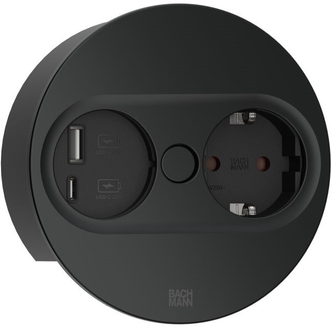 Inbouw Stekkerdoos TWIST 2 - Rond - Zwart - 1x 230V | 1x USB A/C ...
