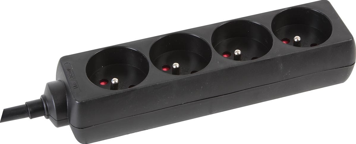 Perel contactdoos met 4 stopcontacten, zwart, voor België One-Stop ...