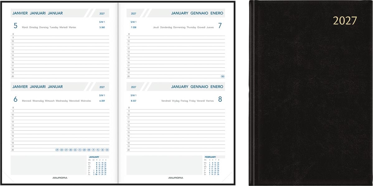 Aurora Folio FA111 Balacron, zwart, 2027 One-Stop-Office-Shop.nl