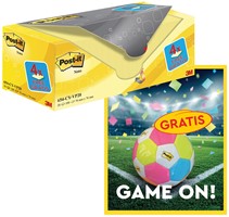 Actie Post-It: 1 x Notes, 100 vel, 76x76, geel, pak van 16 (+ 4 gratis ...
