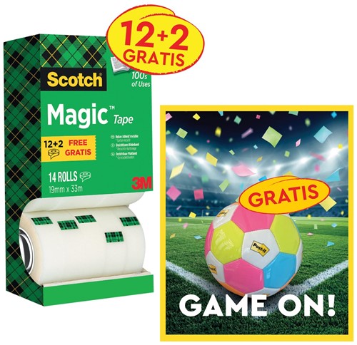 Actie Scotch: 1 x Plakband Scotch Magic Tape, pak van 12 (+2 gratis ...