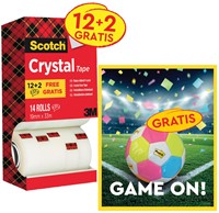 Actie Scotch: 1 x Plakband Crystal ft 19x33 m, pak van 12 (+2 gratis ...